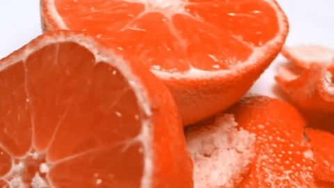 Texture of a cut mandarin orange close-u... | Stock Video | Pond5