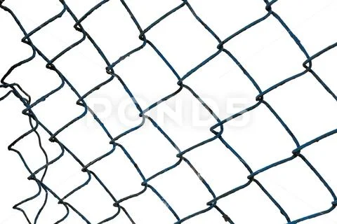 The texture of the metal mesh on a white background. Torn steel, metal ...