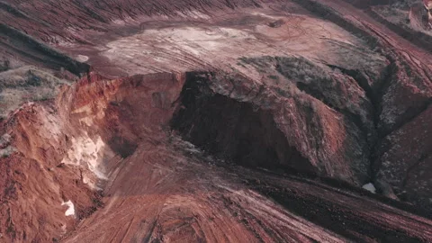 The texture of red clay in the quarry - ... | Stock Video | Pond5