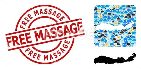 Textured Free Massage Stamp and Hole Climate Mosaic Map of Indonesia ...