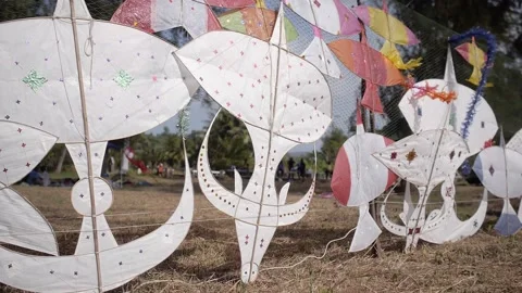Thai kite showcase of traditional paper ... | Stock Video | Pond5