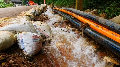 Tham Luang Cave Rescue Water Pumped Out | Stock Video | Pond5