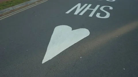 Thank You NHS road line markings sign Co... | Stock Video | Pond5