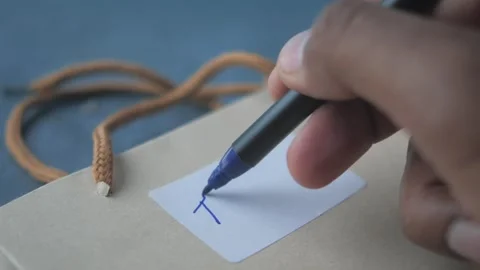 thank you note and gift box on black bac... | Stock Video | Pond5