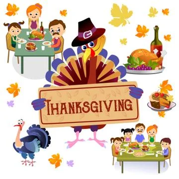 Family Thanksgiving Dinner Clipart