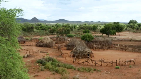 Thatched Roof Houses Of Hamar Tribe In O... | Stock Video | Pond5