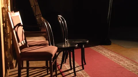 Theater backstage walk chairs decoration... | Stock Video | Pond5