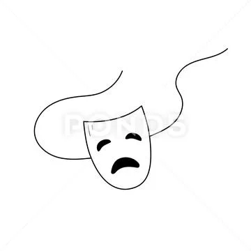 Theater drama mask outline icon ~ Clip Art #170812727