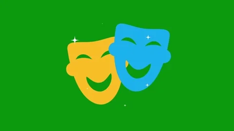 Theatre masks rotating animation on gree... | Stock Video | Pond5