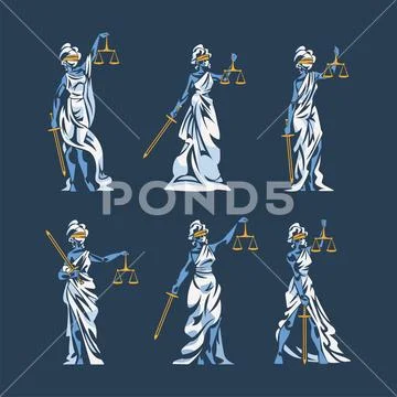 Themis as Ancient Greek Goddess and Lady Justice with Blindfold Holding ...