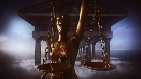 Themis with scale and sword | Stock Video | Pond5