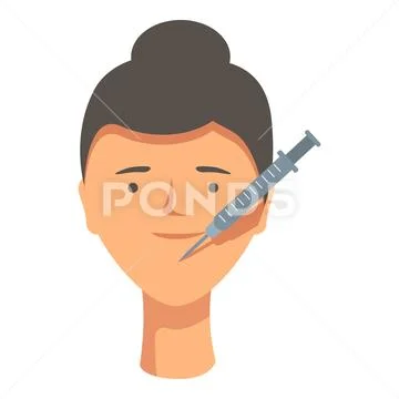 Therapy drug inject face icon cartoon vector. Botox procedure: Graphic ...
