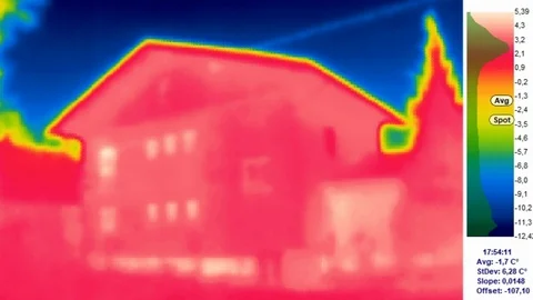 Thermal camera view, A house in cold sur... | Stock Video | Pond5