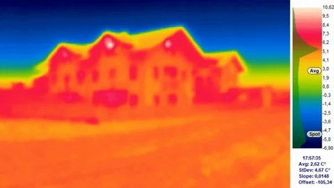 Thermal camera view, A house in cold sur... | Stock Video | Pond5