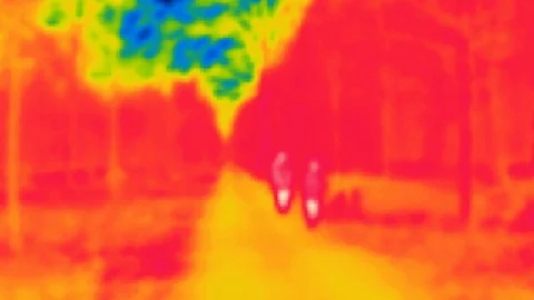 Thermal camera view, walking human in a... | Stock Video | Pond5
