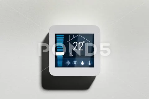 Thermostat displaying temperature in Celsius scale and different icons. Sma.. ~ Premium Photo ...