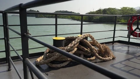 Thick rope tied up on ferry transport ve... | Stock Video | Pond5