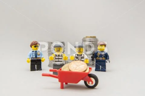 Photograph: Thieves handcuffed and arrested by the police force #127603682