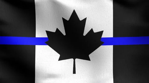 Thin Blue Line Canadian flag with black ... | Stock Video | Pond5