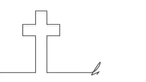 Thin line drawing of cross and love word... | Stock Video | Pond5