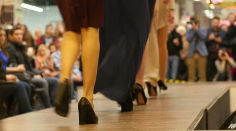 Thin slim model girl legs on catwalk fas... | Stock Video | Pond5