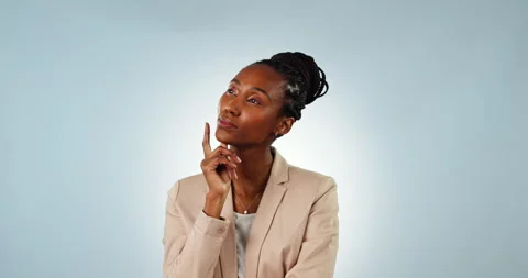 Thinking, brainstorming and face of blac... | Stock Video | Pond5