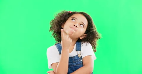 Thinking, green screen and a child with ... | Stock Video | Pond5