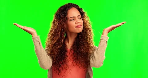 Thinking, green screen and woman scale b... | Stock Video | Pond5