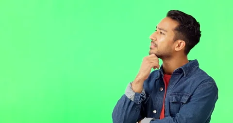 Thinking, idea and man in green screen s... | Stock Video | Pond5