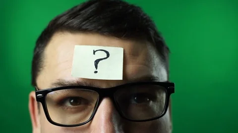 thinking man with question mark on gray ... | Stock Video | Pond5