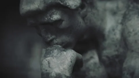 Thinking man statue. 3D animation of 100... | Stock Video | Pond5