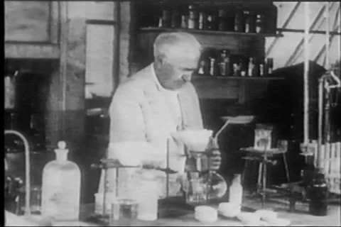 Thomas Edison Working on Light Bulb Inve... | Stock Video | Pond5