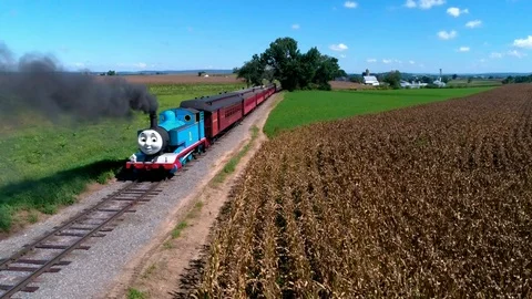 Thomas the Train with Passenger Cars Puf... | Stock Video | Pond5
