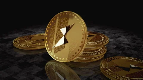 THORChain RUNE golden coin on digital sc... | Stock Video | Pond5