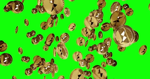 THORChain RUNE golden coin rain isolated... | Stock Video | Pond5