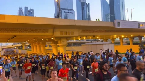 Thousand Of People Running On The Annual... | Stock Video | Pond5