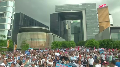 Thousands attend pro-police rally in Hon... | Stock Video | Pond5