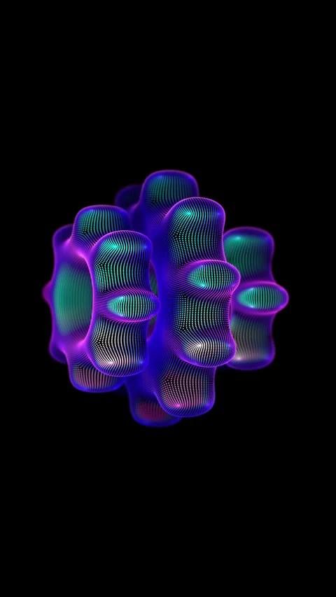 Three 3D neon pixelated cogwheels rotati... | Stock Video | Pond5