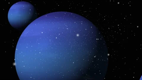 three blue planets moving in the great u... | Stock Video | Pond5