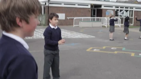 Three Boys Playing Catch In School Playg... | Stock Video | Pond5
