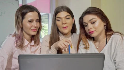 Three charming college girls laughing an... | Stock Video | Pond5