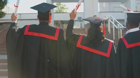 Three college graduates in graduation go... | Stock Video | Pond5