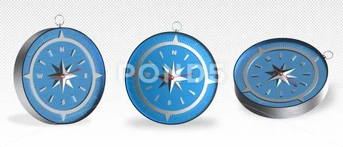 PSD Template: Three compass in different position on transparent ...