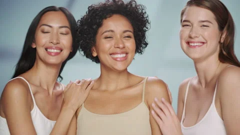 Three Diverse Models Beauty Shoot | Stock Video | Pond5