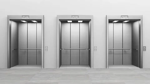 Three elevators doors closing and openin... | Stock Video | Pond5