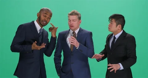 Three men in suits arguing, greenscreen | Stock Video | Pond5