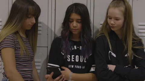 Three Middle School Girls Stand in Front... | Stock Video | Pond5