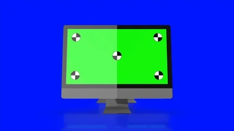 Three Modern computers with green screen... | Stock Video | Pond5