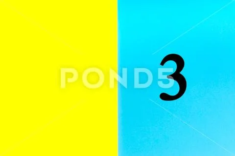THREE or 3 written words on blue and yellow background. Illustration ...