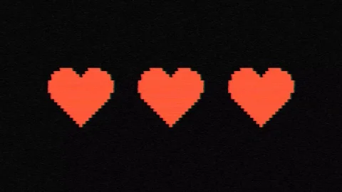 Three Pixel Art Red Hearts in Retro Styl... | Stock Video | Pond5